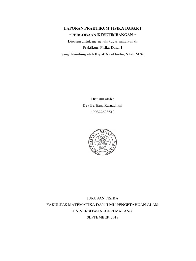 Laporan Praktikum Kesetimbangan Fisika | PDF