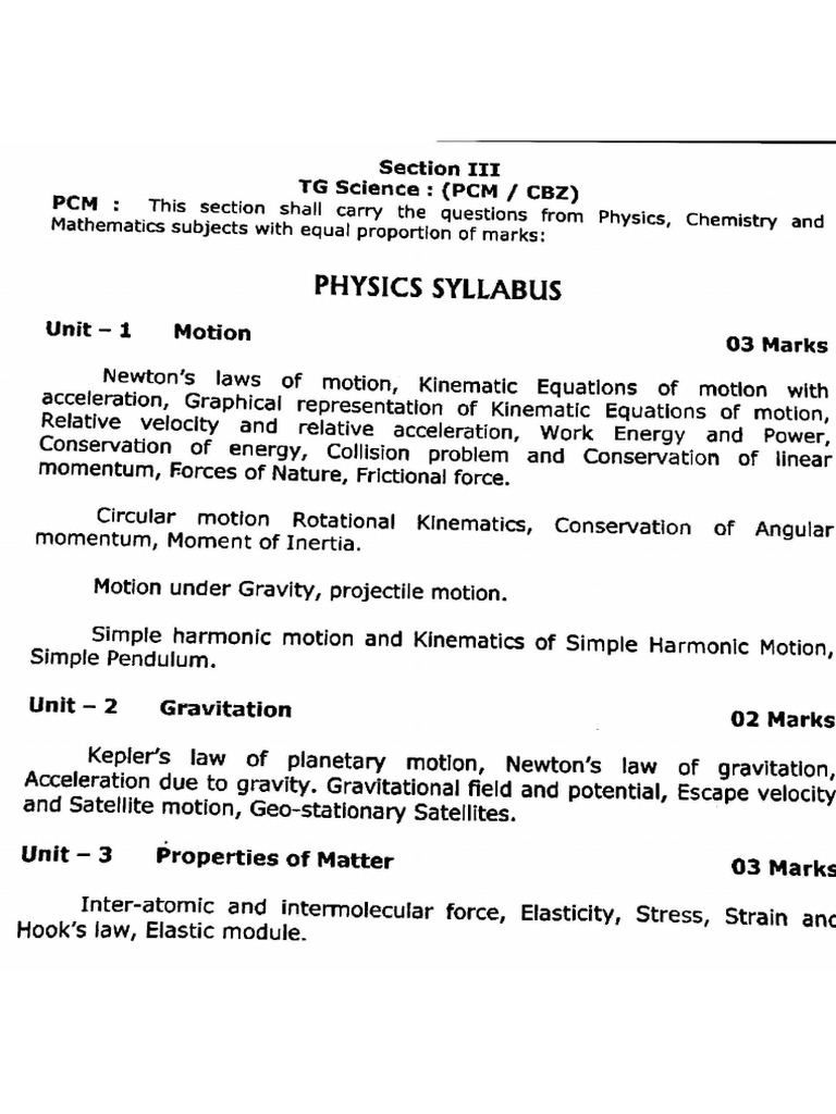 Osstet Syllabus PCM | PDF
