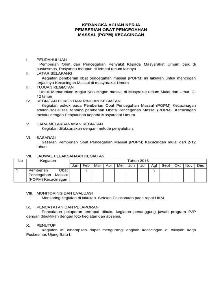 P2P - 3.KAK Pemberian Obat Pencegahan Massal (POPM) | PDF