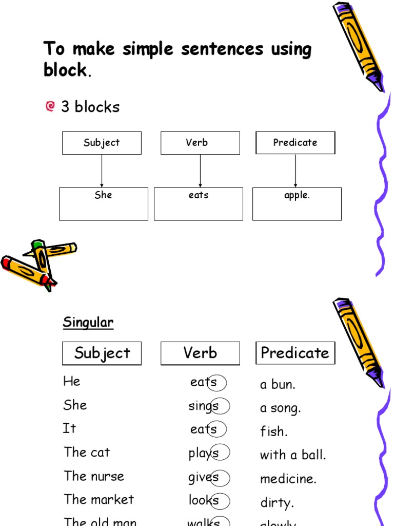 To Make Simple Sentences Using Block.: 3 Blocks | PDF
