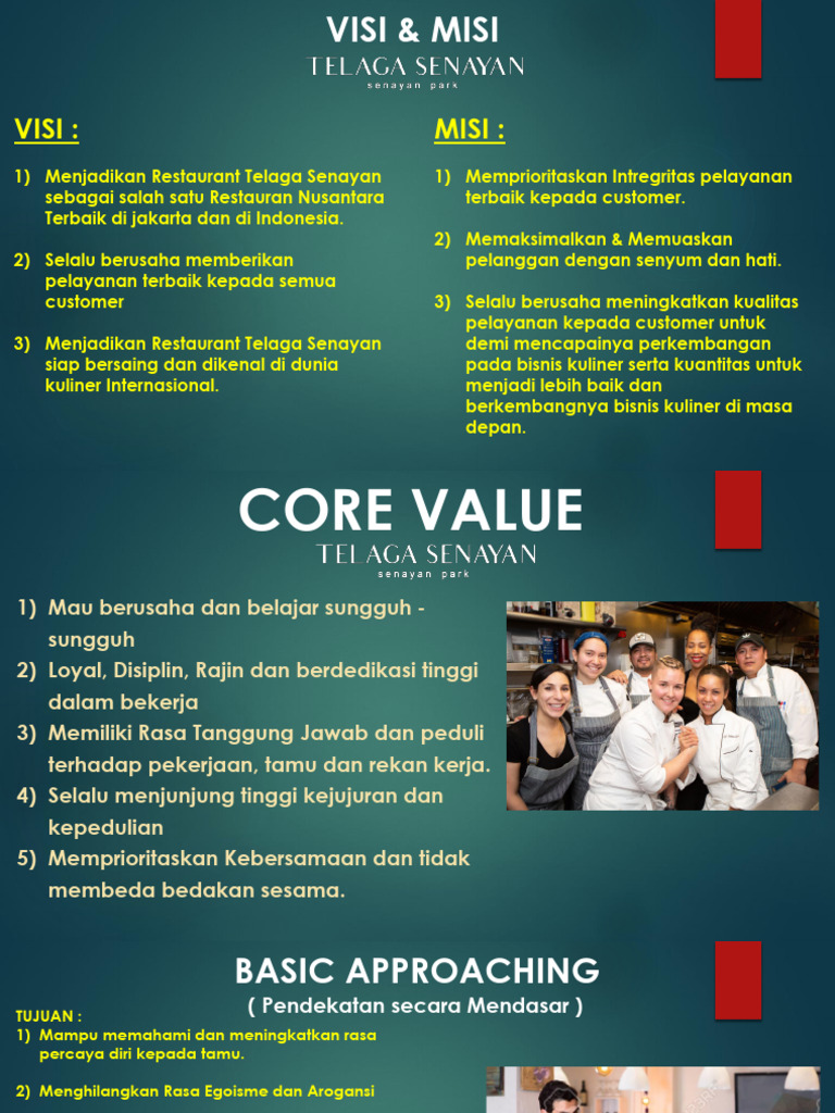 Visi dan Misi Restaurant Telaga Senayan | PDF | Bisnis