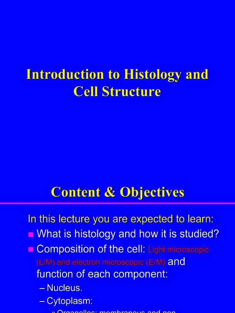 1. Introduction to Histology and Cell Structure | PDF