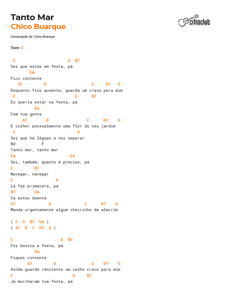 25 ABRIL - Chico Buarque - Tanto Mar | PDF