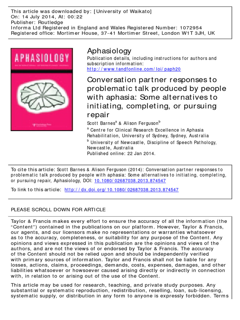 Conversation Partner | Download Free PDF | Aphasia | Qualitative Research