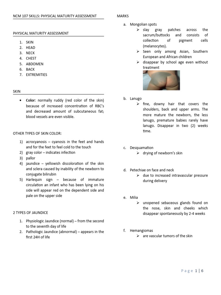 Newborn Physical Maturity Guide | PDF
