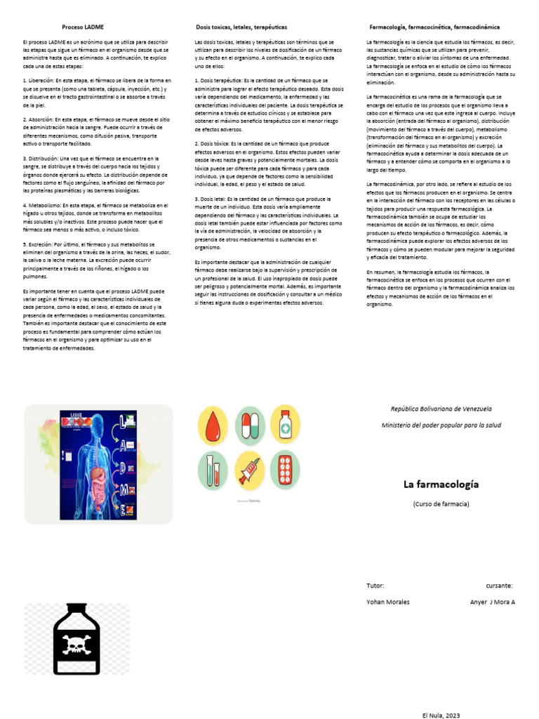 Proceso LADME y Dosis Farmacológicas | PDF | Relaciones personales ...