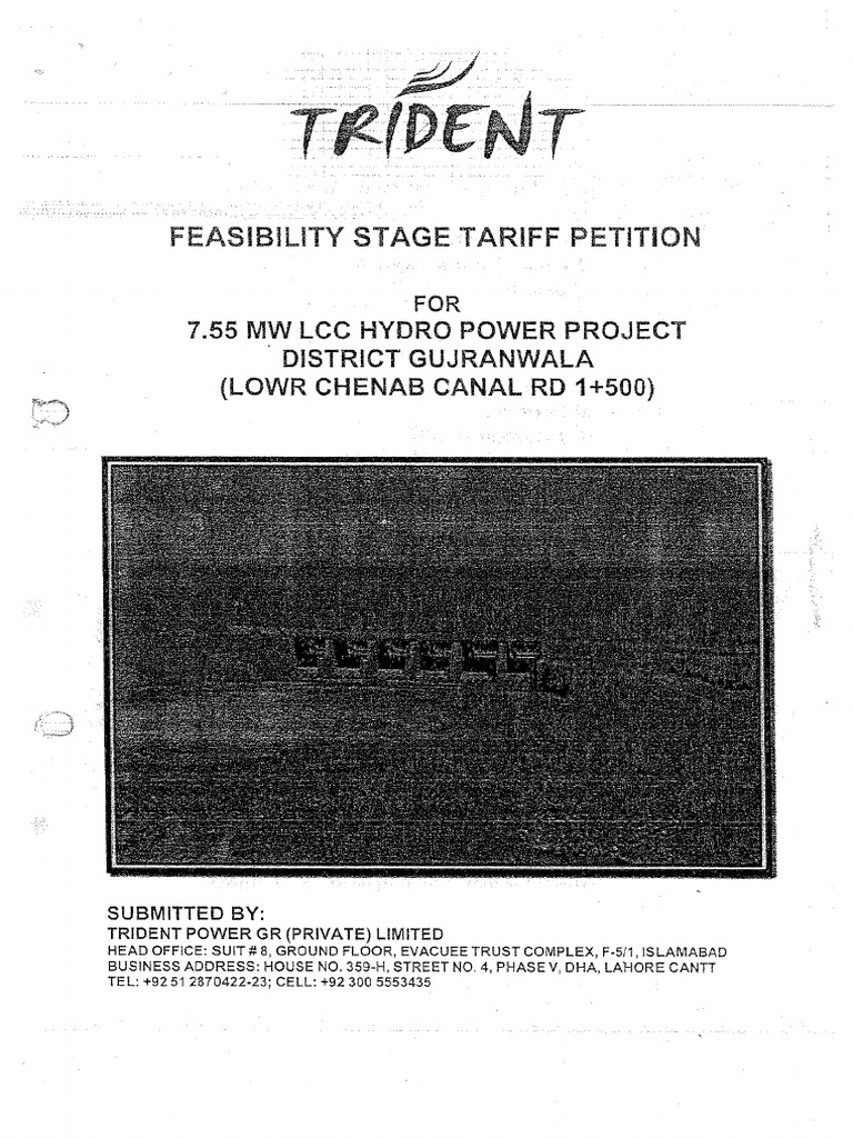 Feasibility Stage Tariff Petition - LCC 7.55 MW | PDF