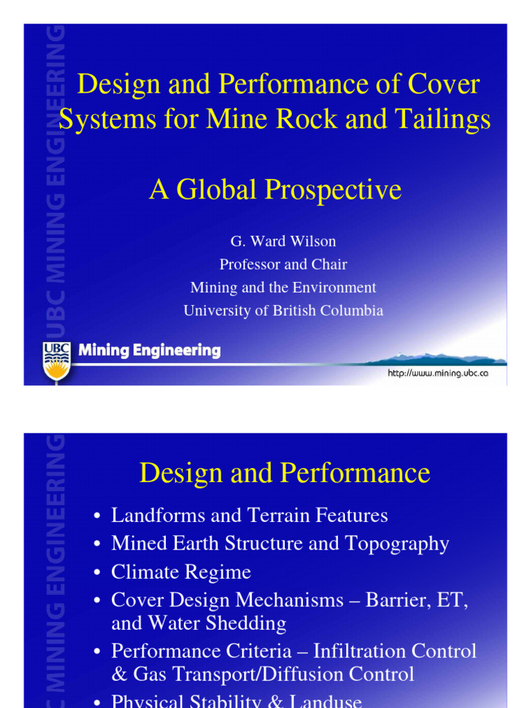 1 - Design and Performance of Cover Systems For Mine Rock and Tailings ...
