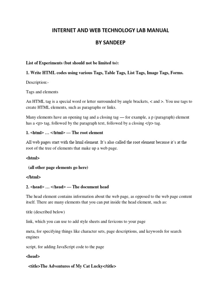 List of Experiments IWT | PDF | Html Element | Html List of Experiments IWT | PDF | Html Element | Html