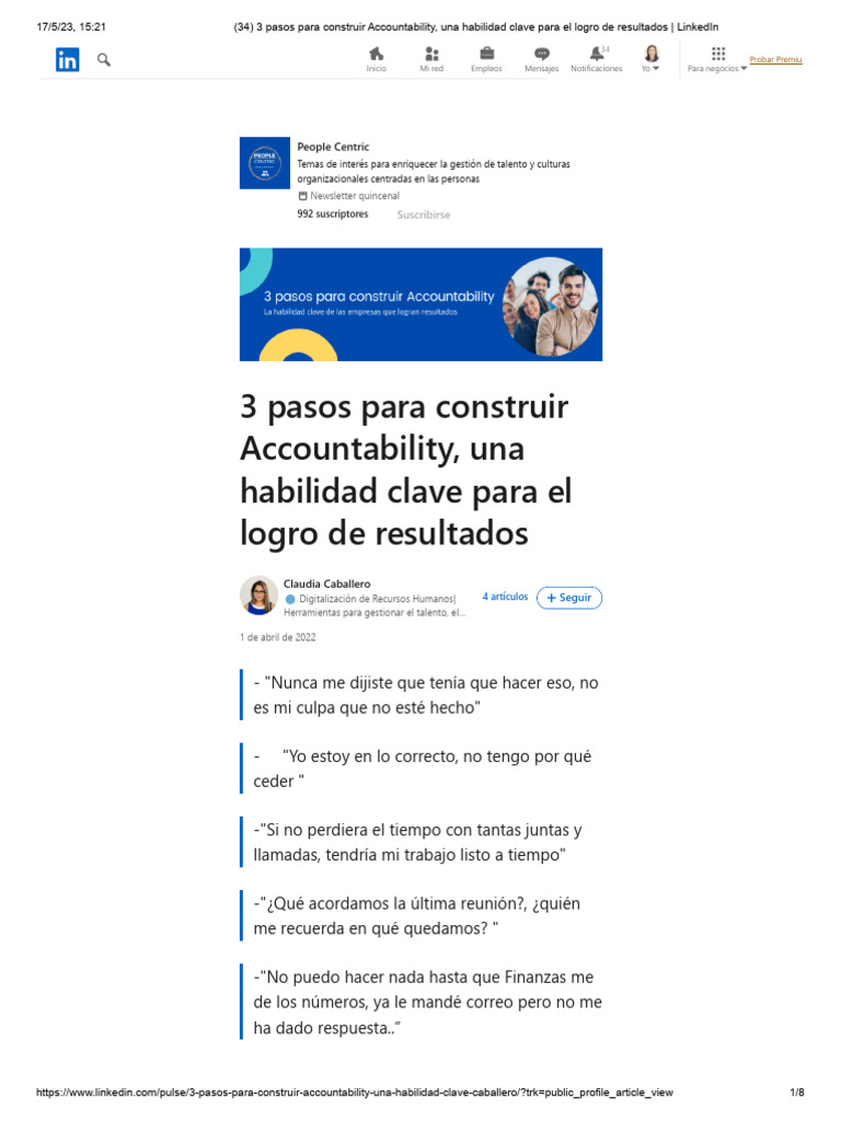 3 Pasos para Construir Accountability, Una Habilidad Clave para El Logro de Resultados ...