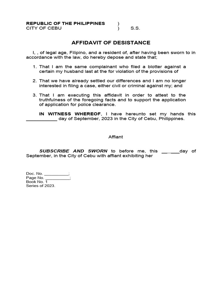 Affidavit of Desistance | PDF