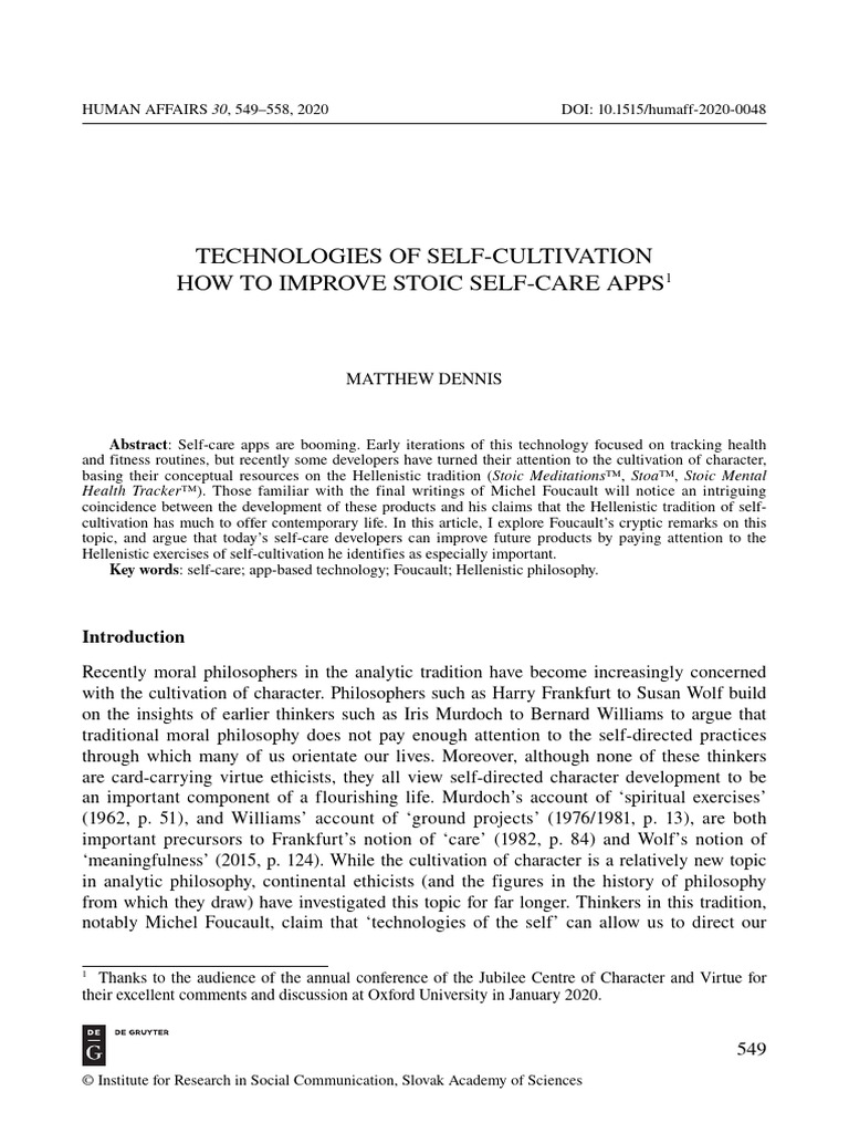 10.1515 - Humaff 2020 0048 | PDF | Stoicism | Michel Foucault