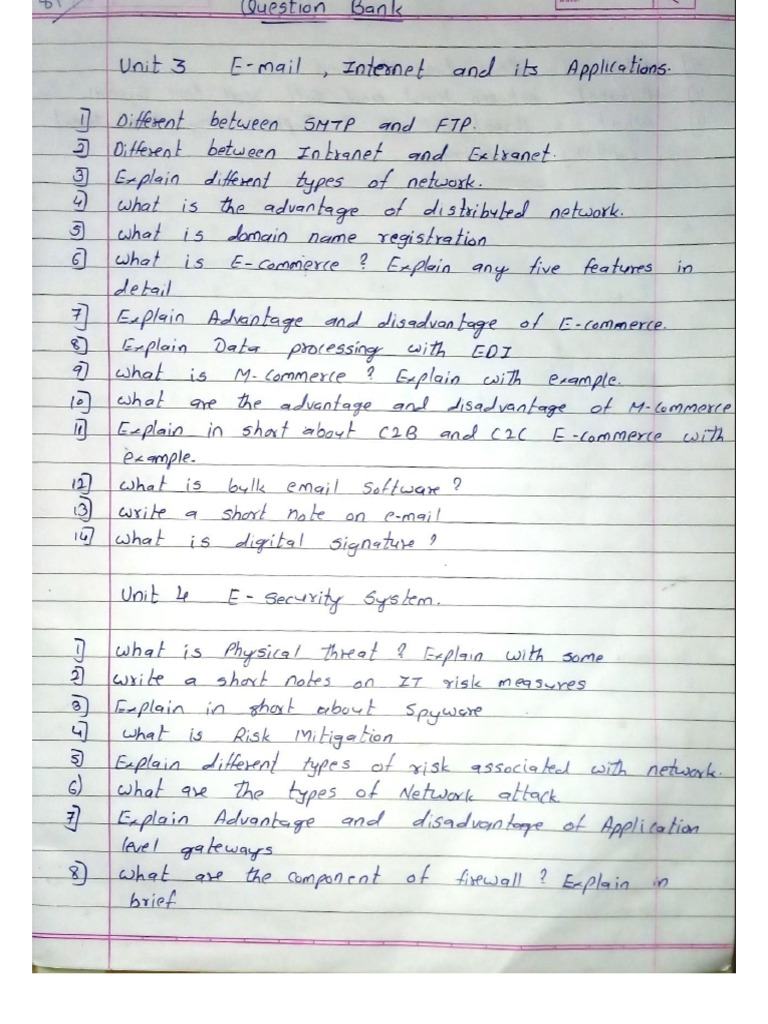 Unit3 &4 Question Bank | PDF