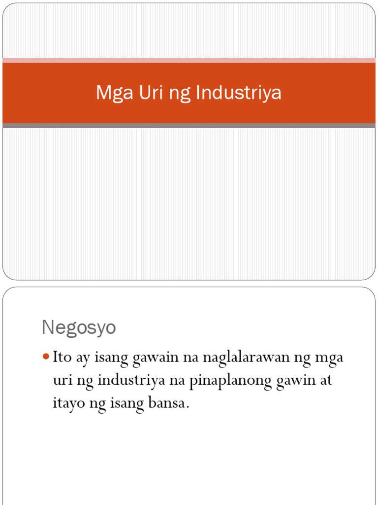 Mga Uri NG Industriya | PDF
