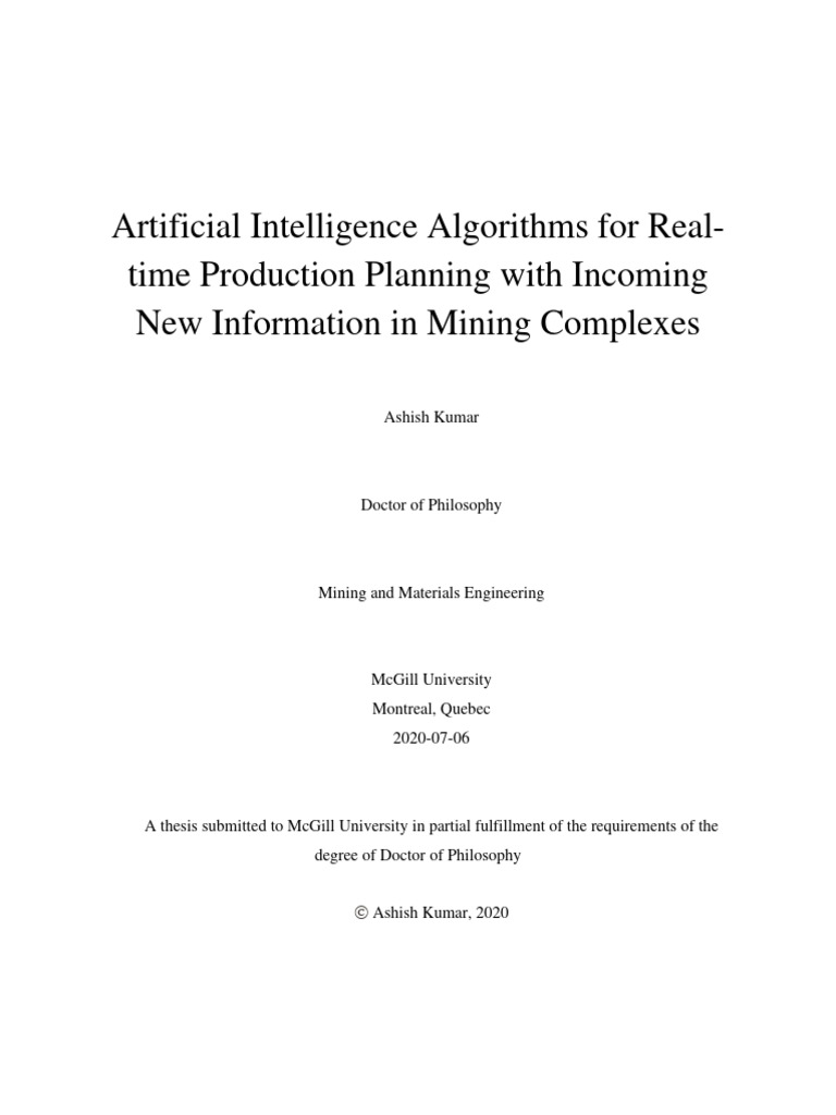 Artificial Intelligence Algorithms For Realtime Production Planning With Incoming New ...