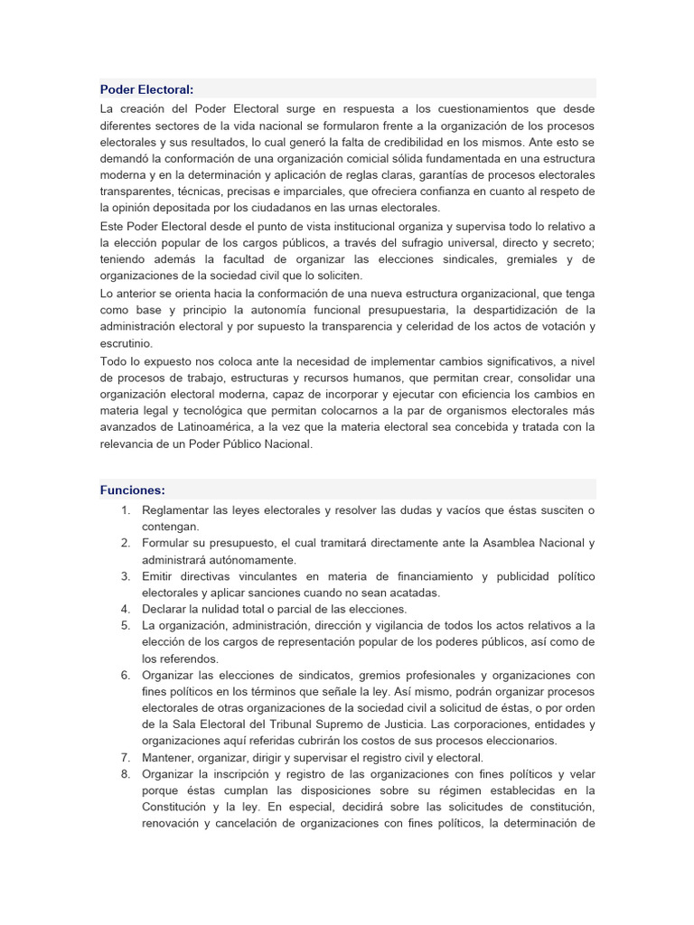 Poder Electoral | Descargar gratis PDF | Elecciones | Organización no gubernamental