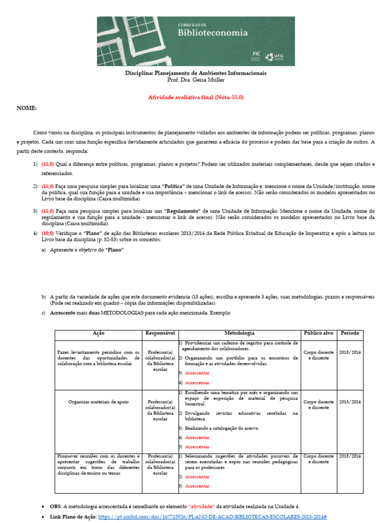 Atividade Avaliativa Final | PDF Atividade Avaliativa Final | PDF