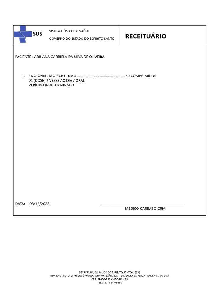 RECEITUÁRIO-MÉDICO-SIMPLES-BRANCO-SUS | PDF | Programas sociais ...