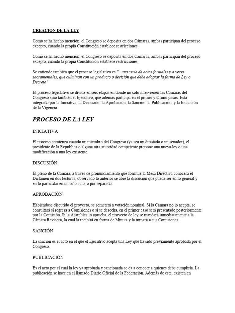 Informacion de La Creacion de La Ley | PDF Informacion de La Creacion de La Ley | PDF