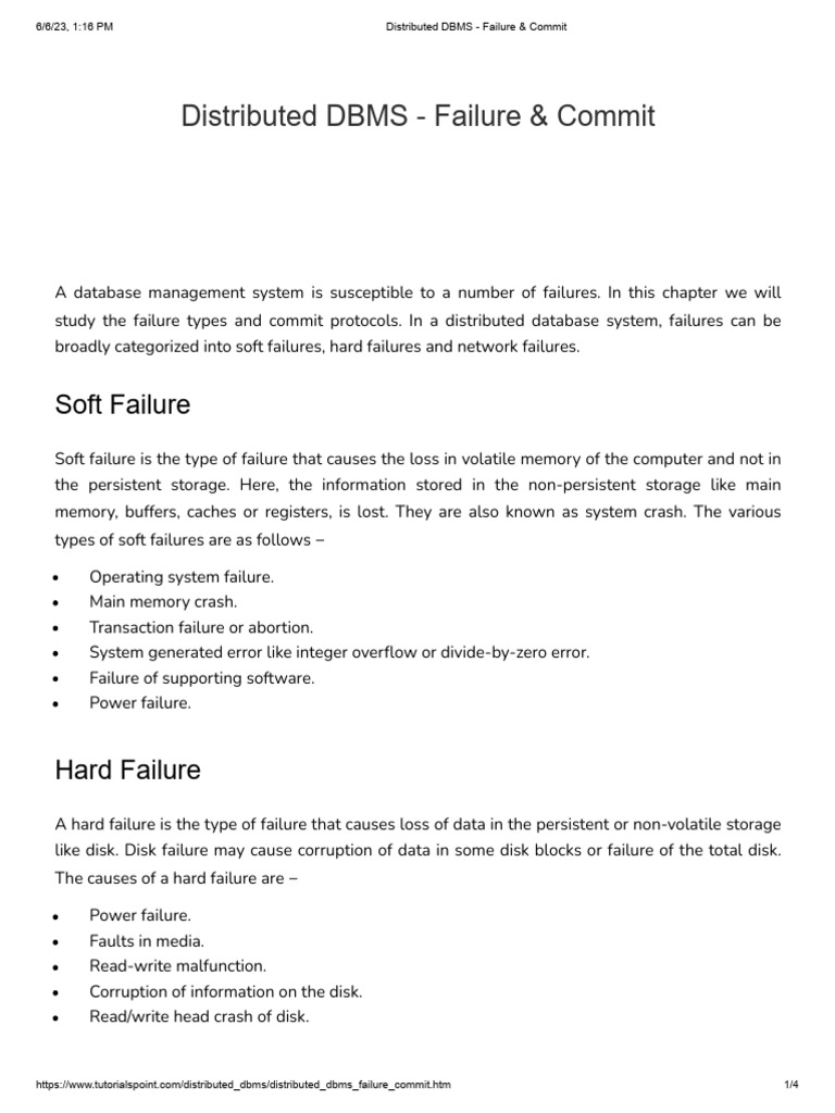 Distributed DBMS - Failure & Commit | PDF | Database Transaction | Computer Data Storage