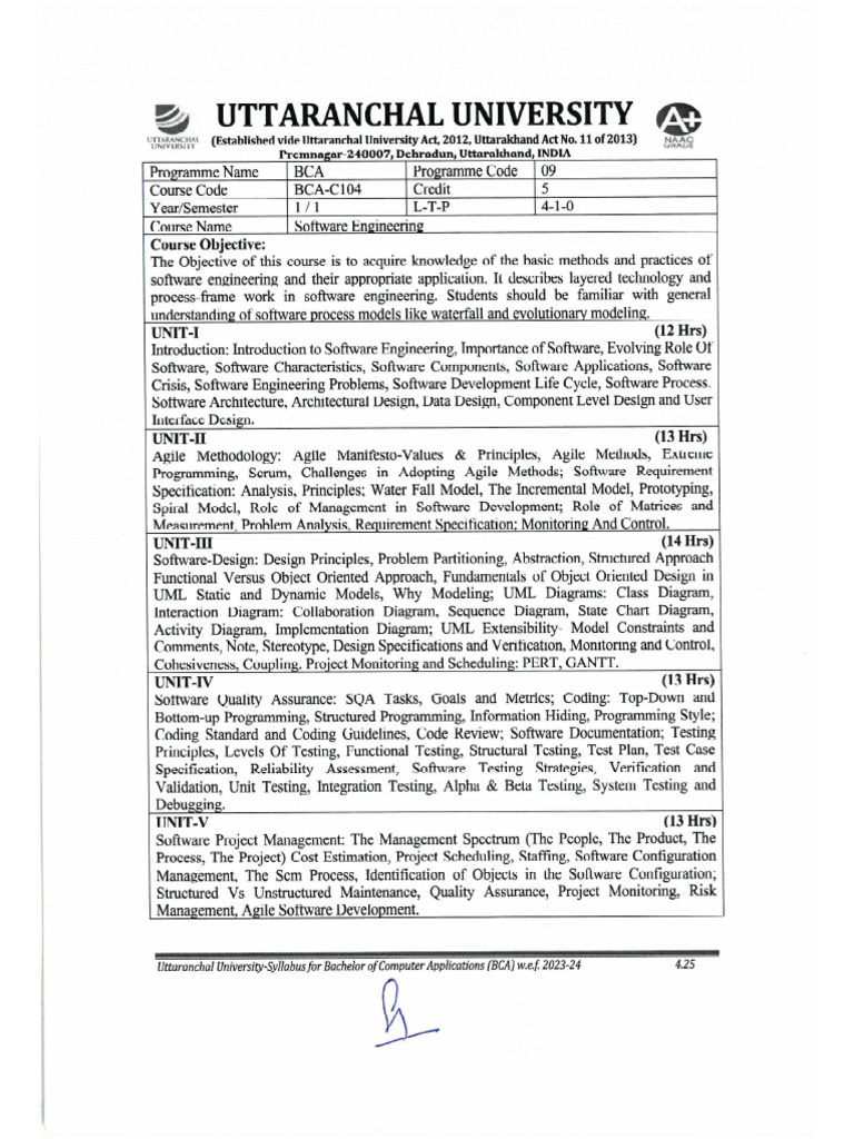 Bca Soft Eng 2023-24 | PDF