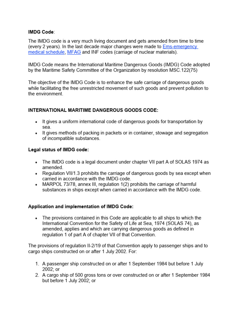 Imdg Code | Download Free PDF | Dangerous Goods | Ships