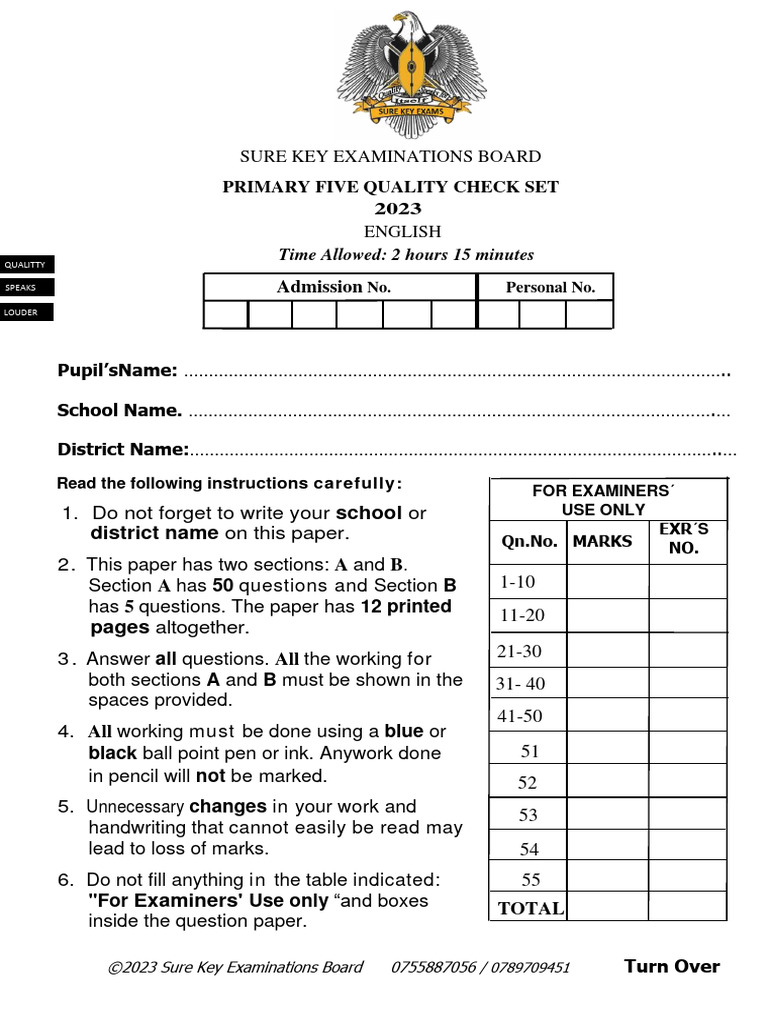 Sure Key Examinations Board 2023 p.5 English | PDF