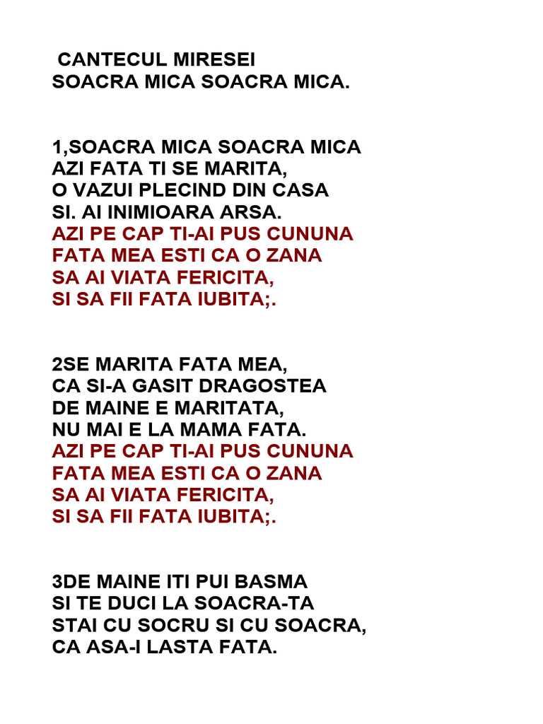 Cantecul Miresei | PDF