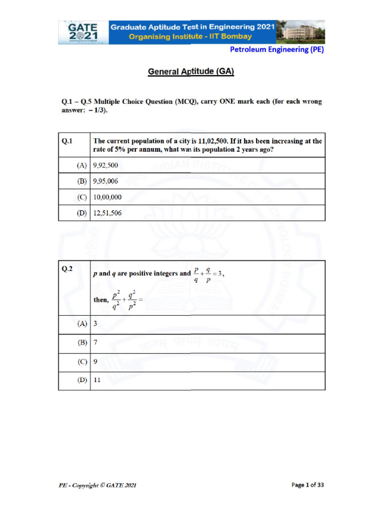Gate Pe - 2021 | PDF