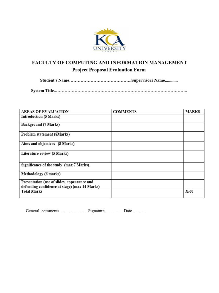 Project Proposal Evaluation Form | PDF