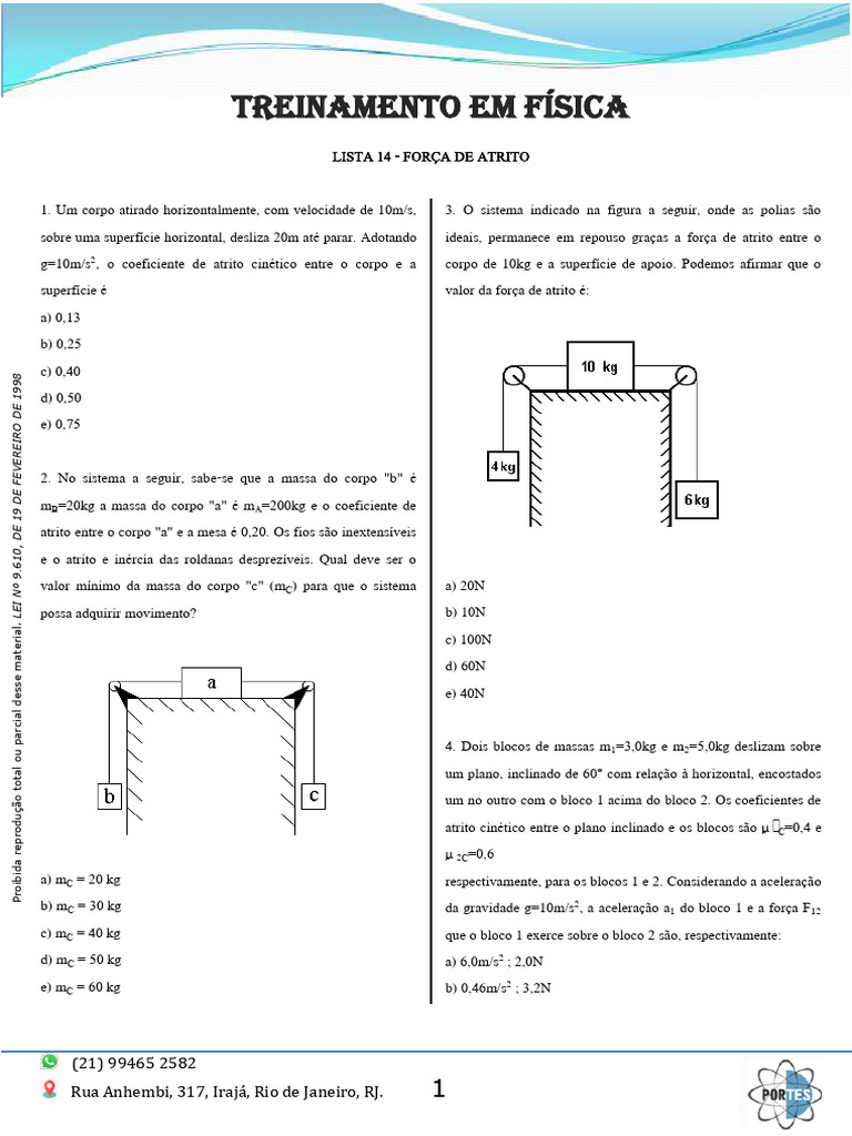 Lista Força de Atrito | PDF