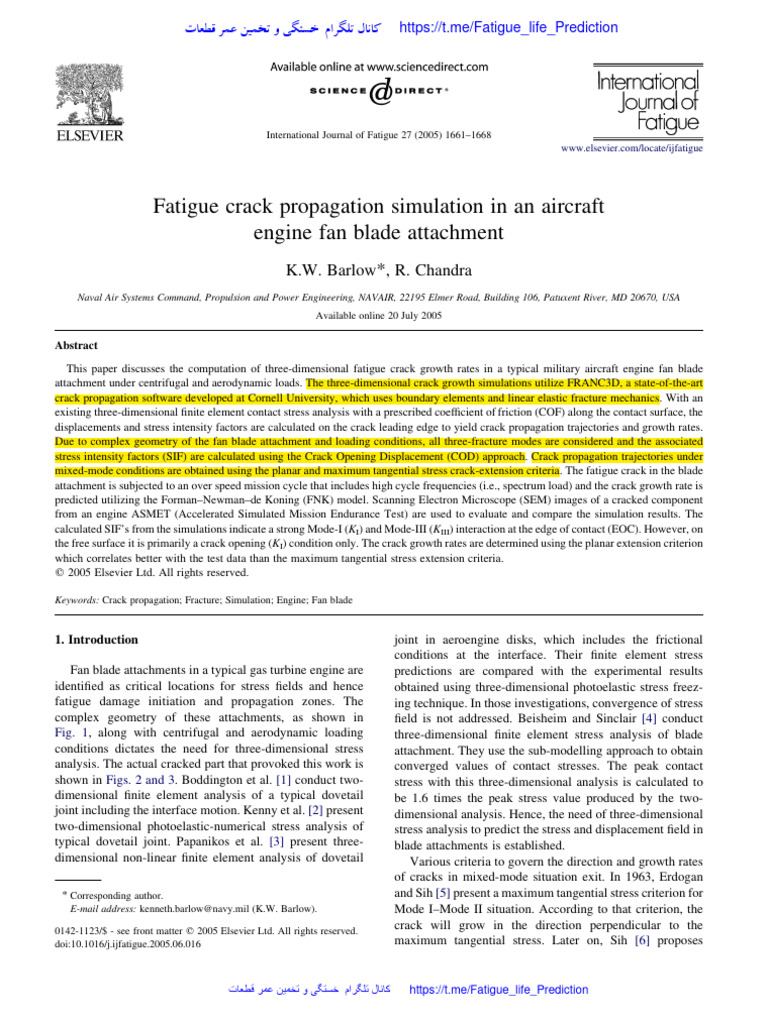 Fatigue Crack Propagation Simulation in a Compressor Blade | PDF