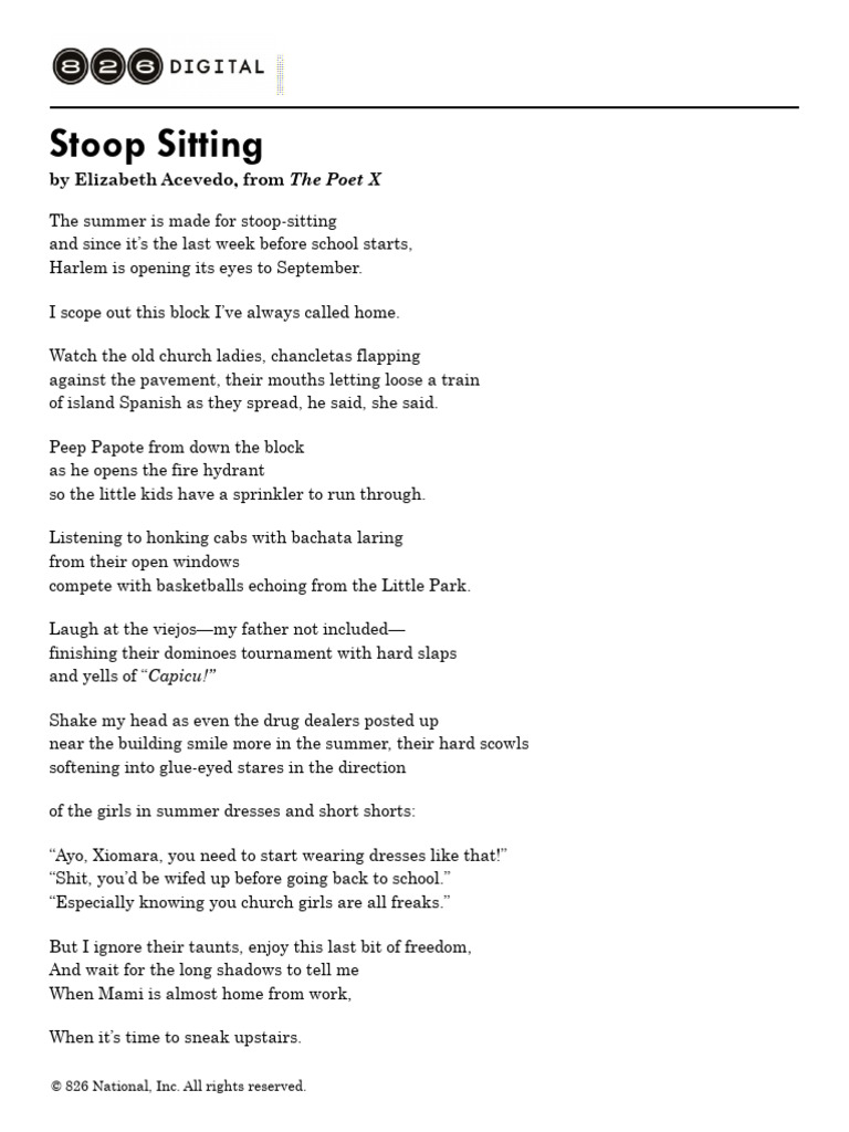 826 Digital Imagery in Poetry Stoop Sitting Handout 1 | PDF