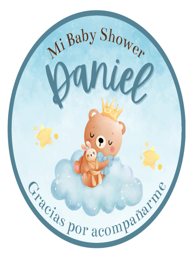 Sticker Para Baby Shower Moderno Ilustrado Azul | PDF