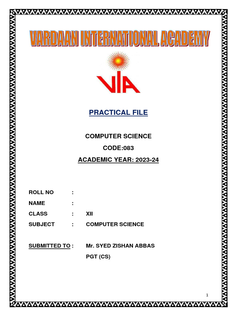 Class 12 Practical File 23-24 | PDF