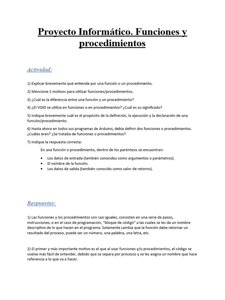 Funciones y Procedimientos | PDF | Programa de computadora | Programación