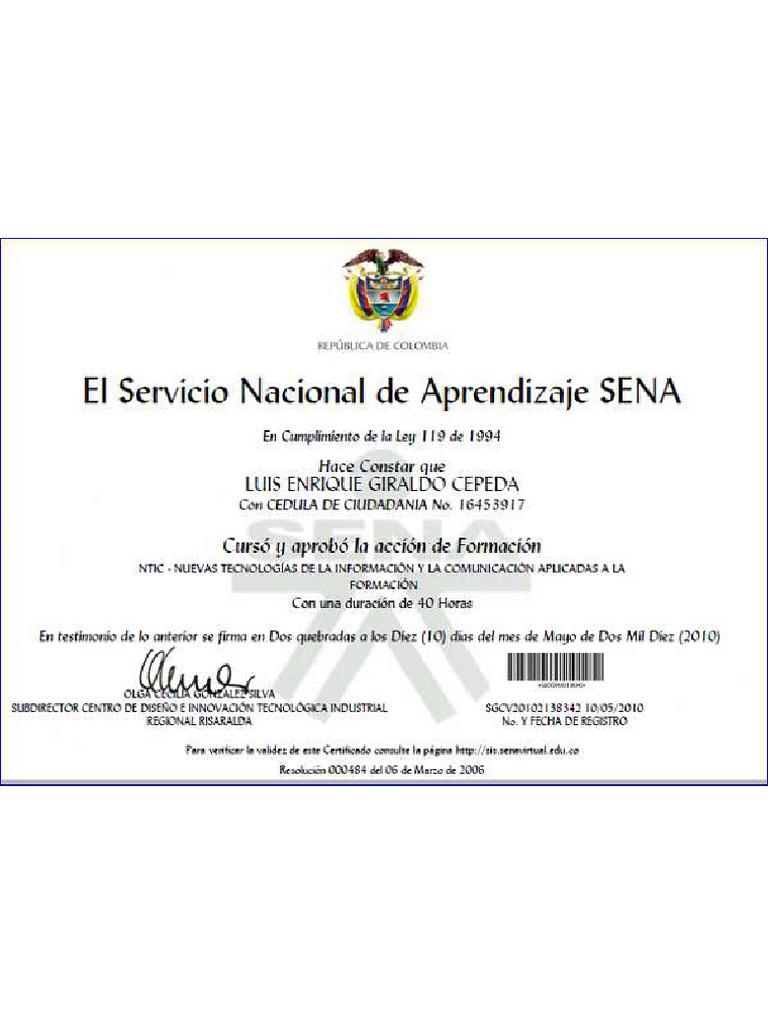 Certificados Sena | PDF