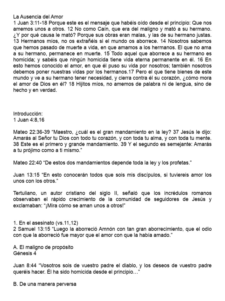 La Ausencia Del Amor | PDF | Contenido bíblico | Creencia religiosa y doctrina