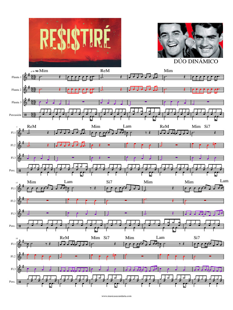 Resistire Flauta Duo Dinamico Partitura | PDF