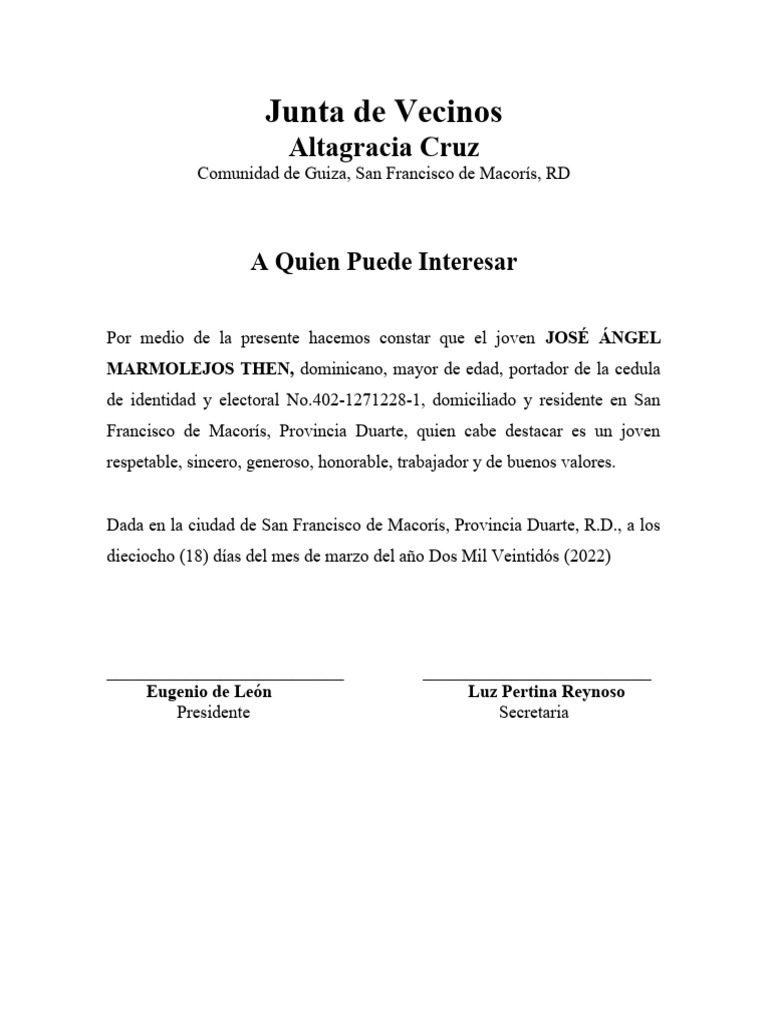 Junta de Vecinos | PDF