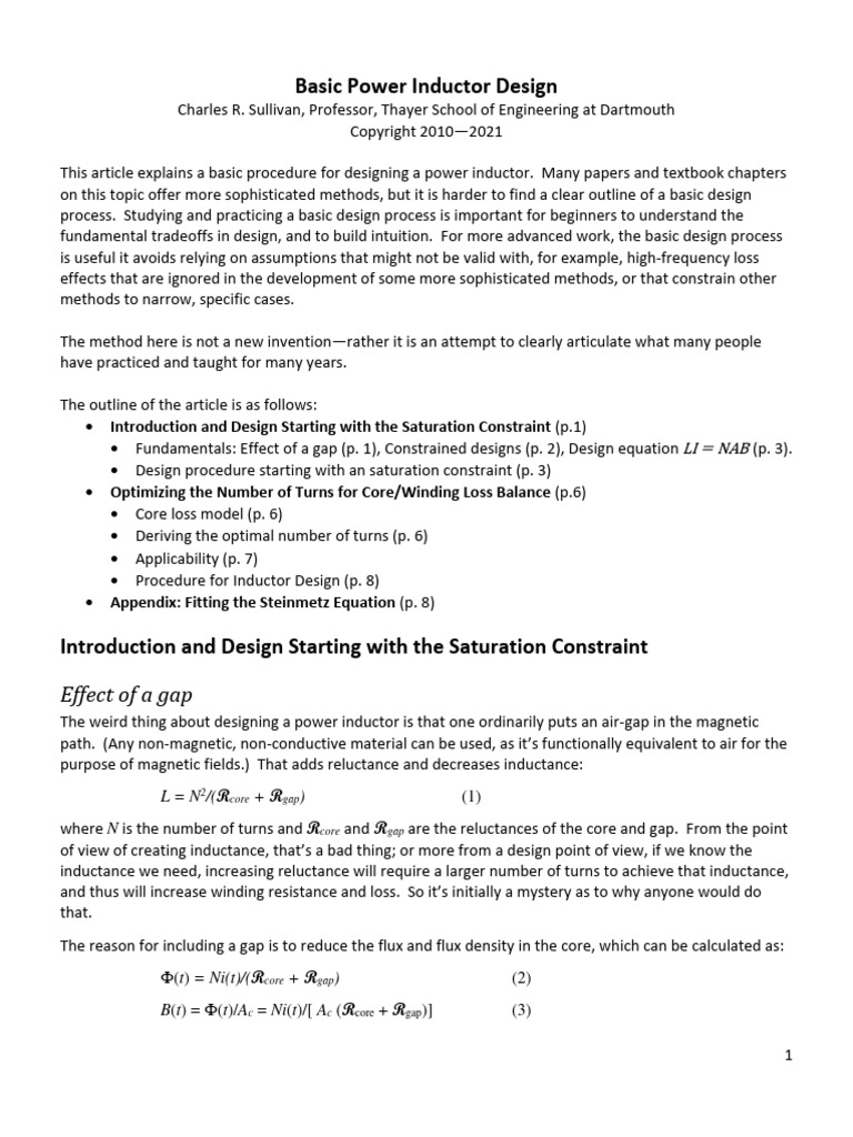 Basic Power Inductor Design | PDF | Teaching Methods & Materials ...