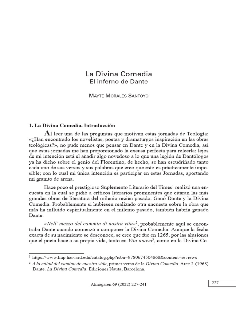 Divina Comedia, El Infierno de Dante - Morales Santoyo | PDF