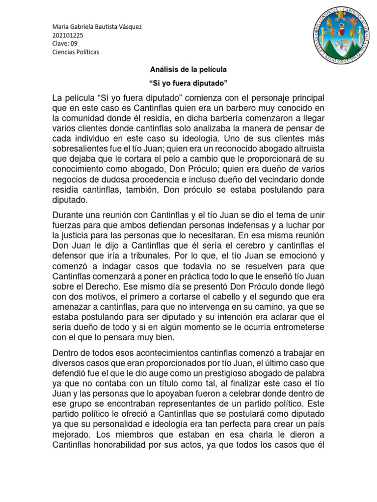 Análisis de "Si yo fuera diputado" | PDF