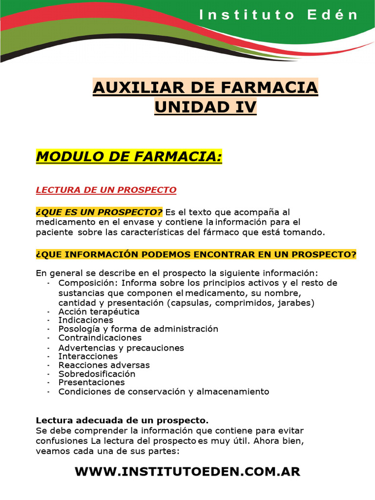Lectura de Un Prospecto | PDF | Medicamentos con receta | Farmacología