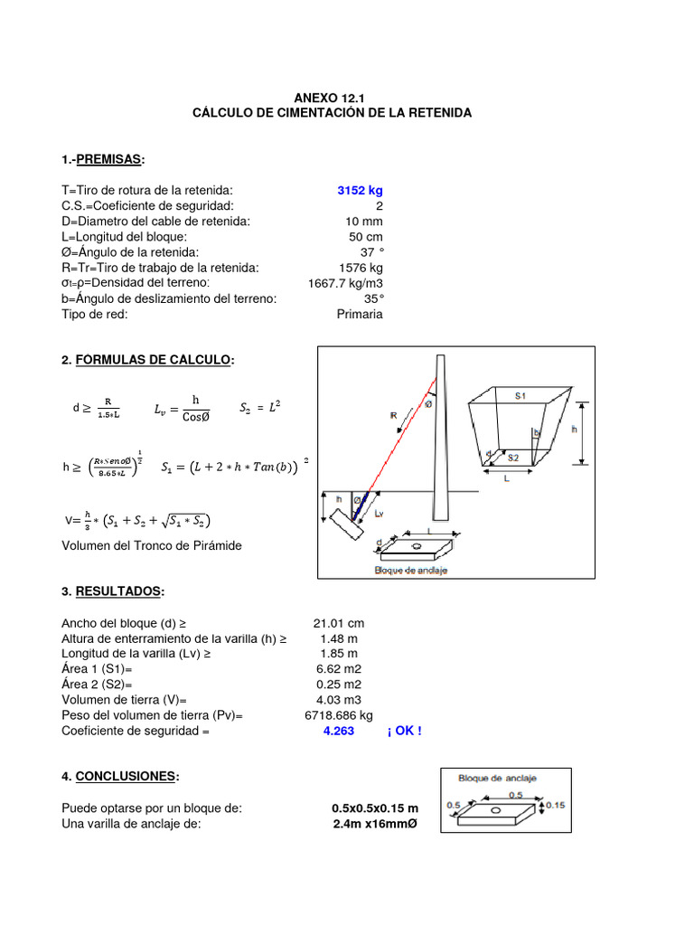 Cálculo de Cimentación de La Retenida-Rp | PDF