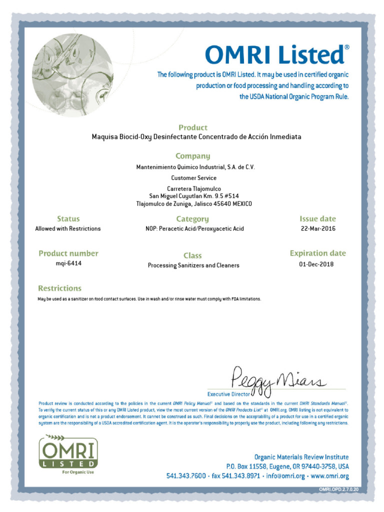 Biocid Oxy (Mqi-6414) | PDF