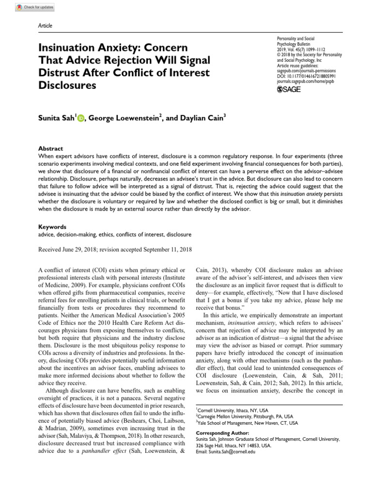 Insinuation Anxiety | PDF