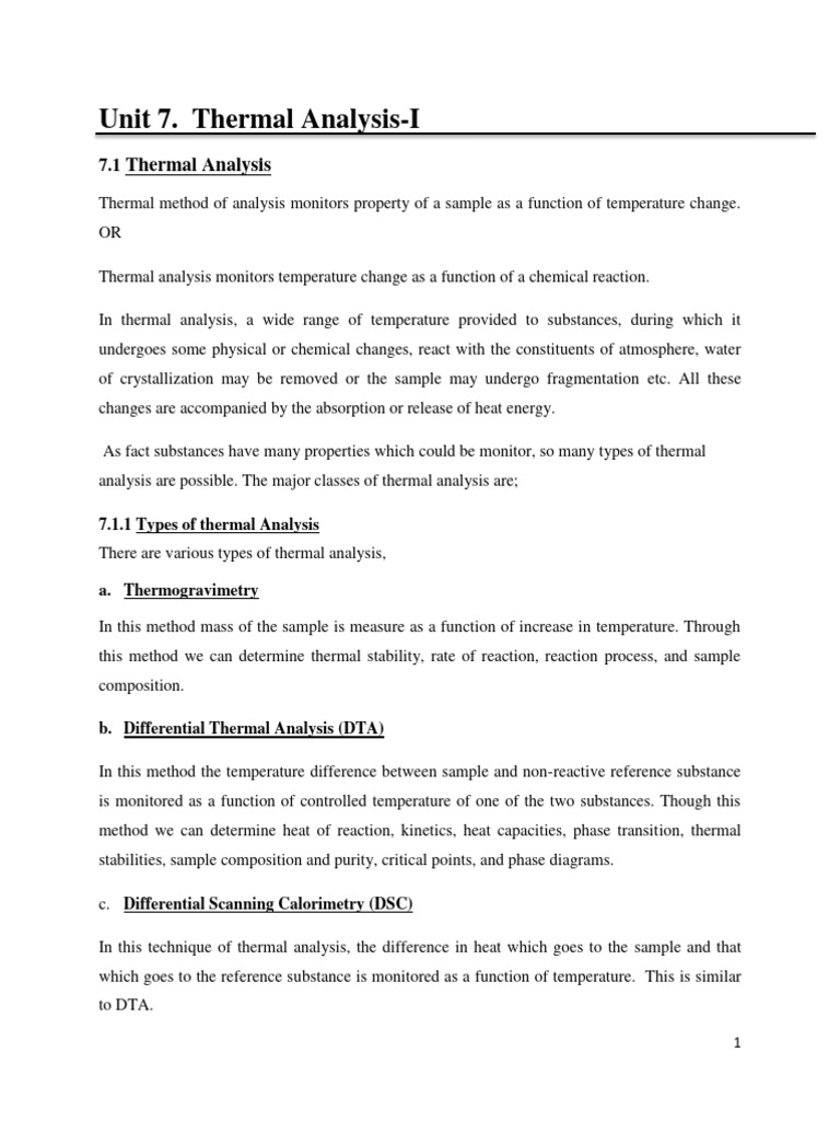 Unit 7-Thermal Analysis-I | PDF