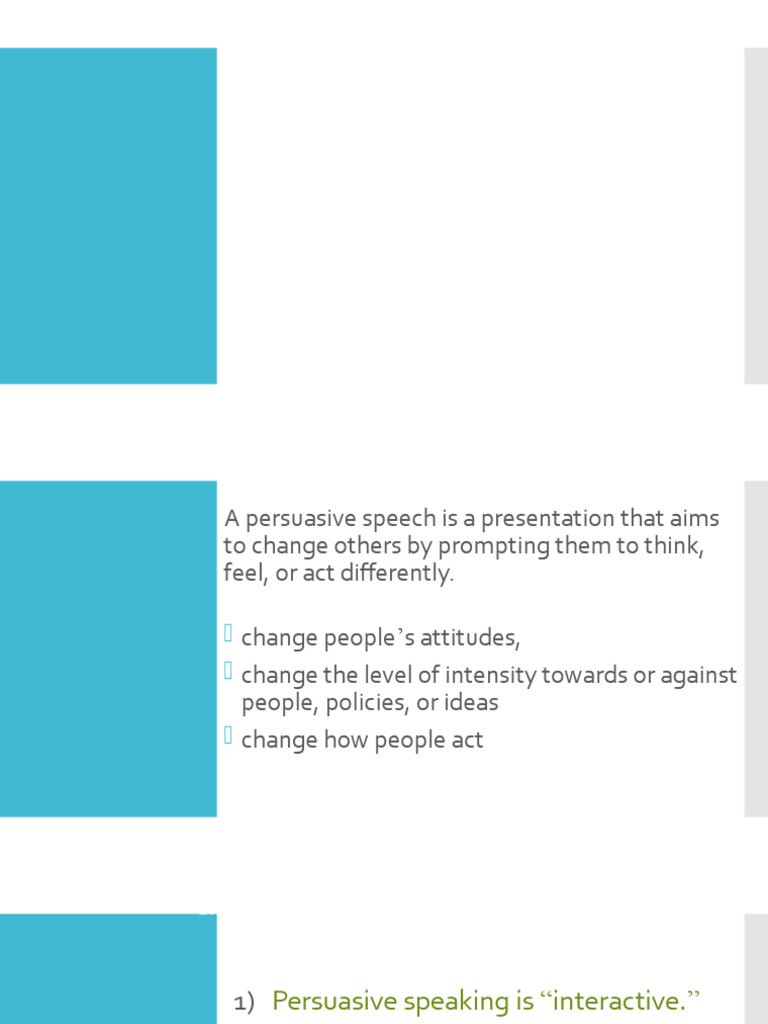 Persuasive Speech Guide: Techniques & Tips | PDF | Credibility | Persuasion