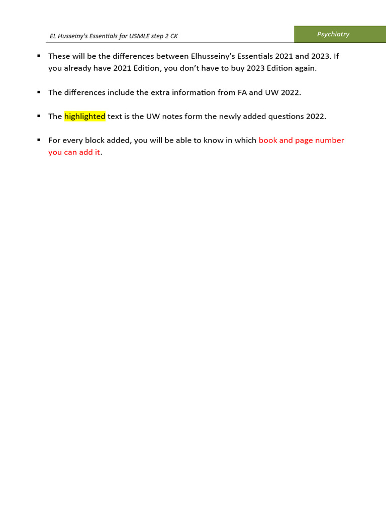 El Husseiny's Essentials 2021 vs 2023 219911 | PDF
